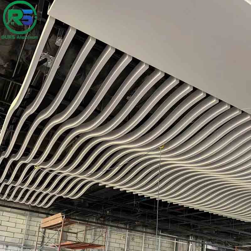 Rustproof Commercial Suspended Metal Ceiling Tiles Decorating Curved ...