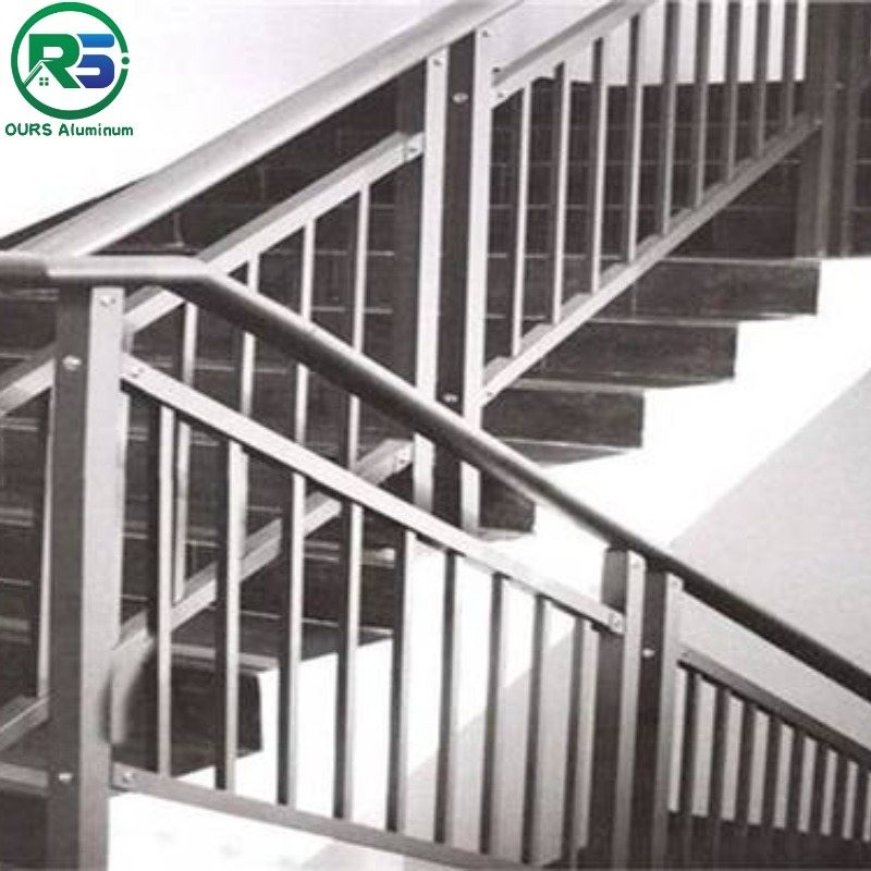 Black Simple Style PVDF PPG Aluminum Hand Railing For Stairs Steps ...