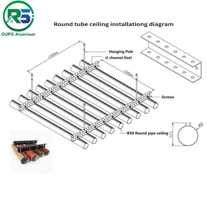 Aluminum Circular Round Tube Suspended Metal Ceiling For Airport MRT ...